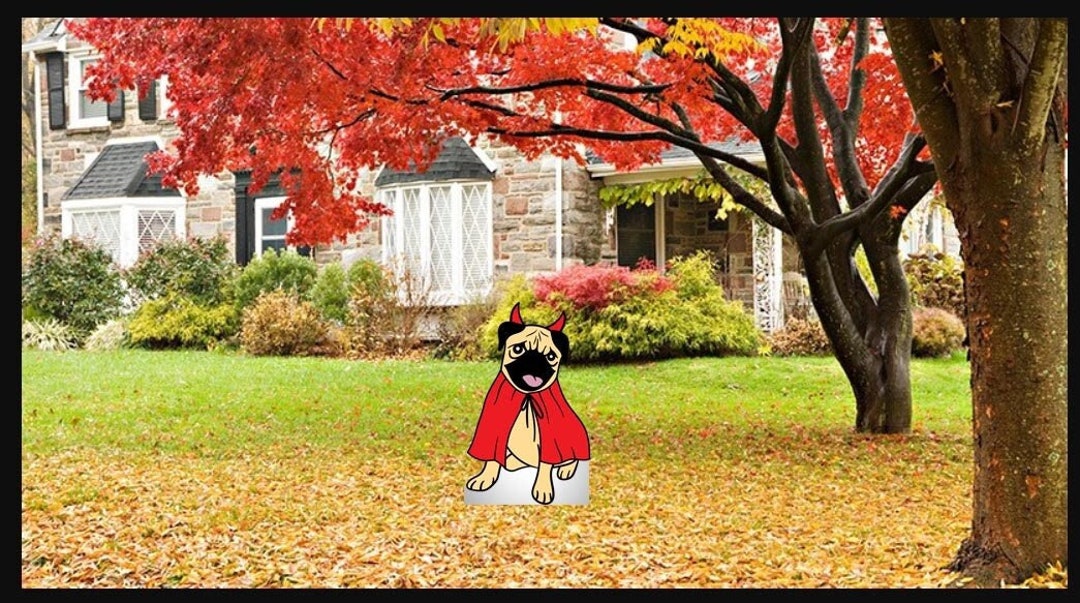 Hand Painted Pug Devil Dog Yard Art/ Wooden Yard Art/ Horror - Etsy
