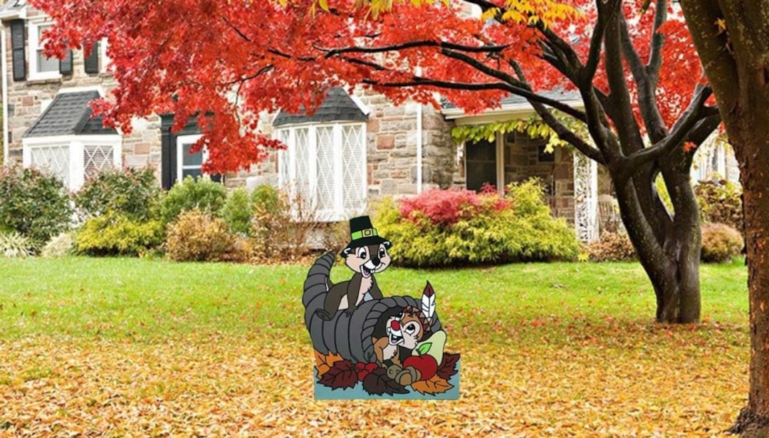 Hand Painted Disney Chip and Dale Thanksgiving Yard Art/ Disney Yard ...