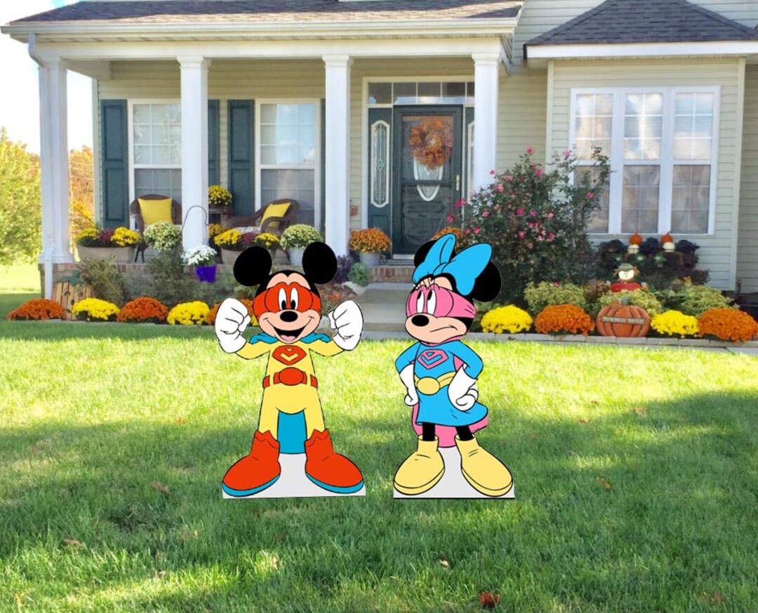 Disney Mickey and Minnie Super Hero Halloween Yard Art/disney Yard Art ...