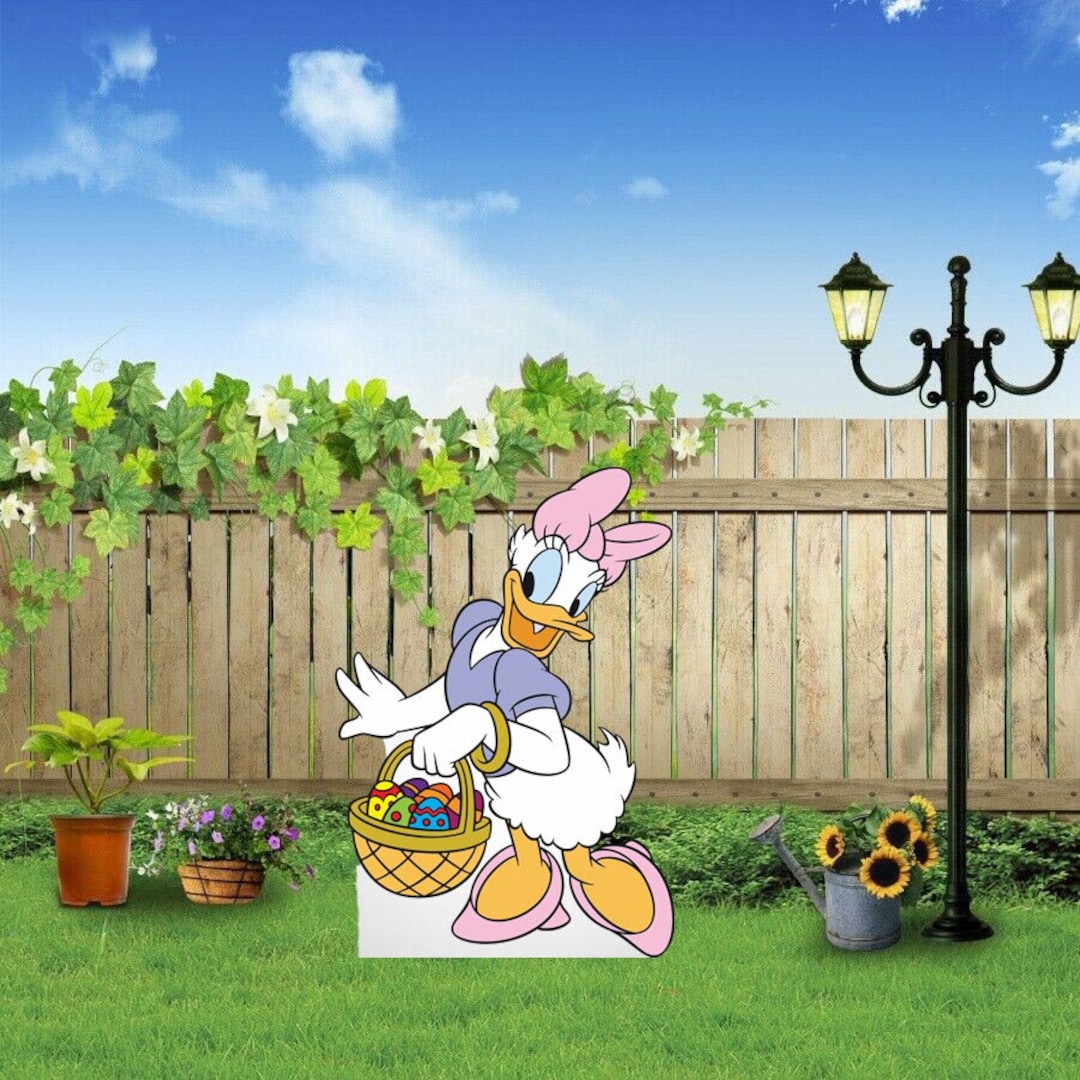 Hand Painted Disney Daisy Duck Easter Yard Art/ Disney Yard Art/ Disney ...