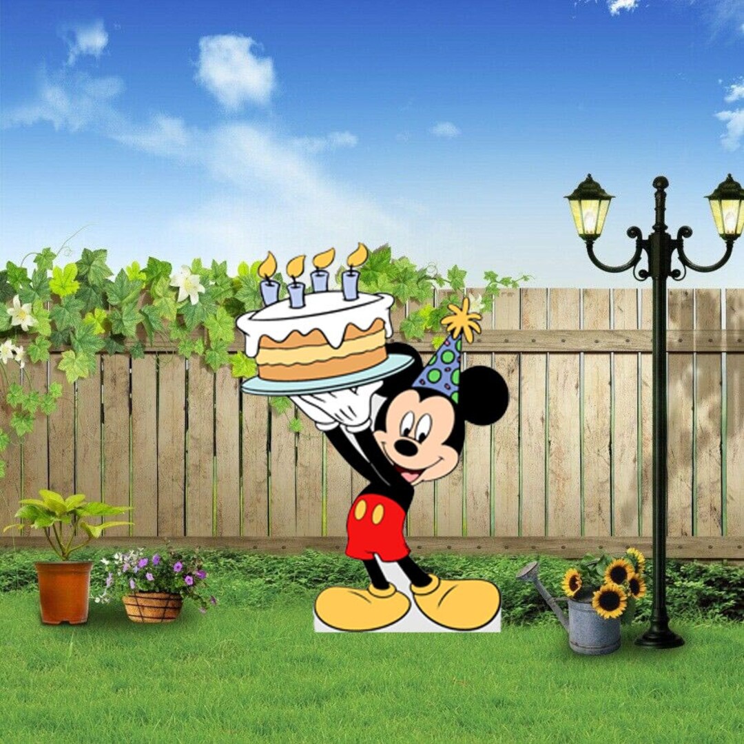Hand Painted Disney Birthday Mickey Mouse Yard Art/disney Yard Art ...