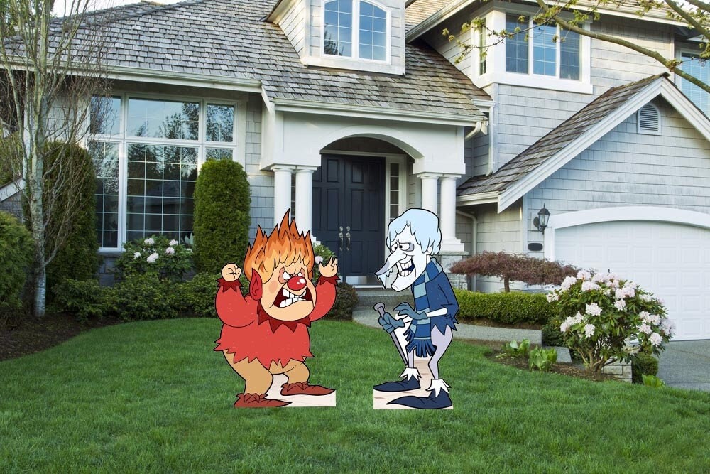 Hand Painted Heat Miser and Snow Miser Christmas Yard Art/ - Etsy