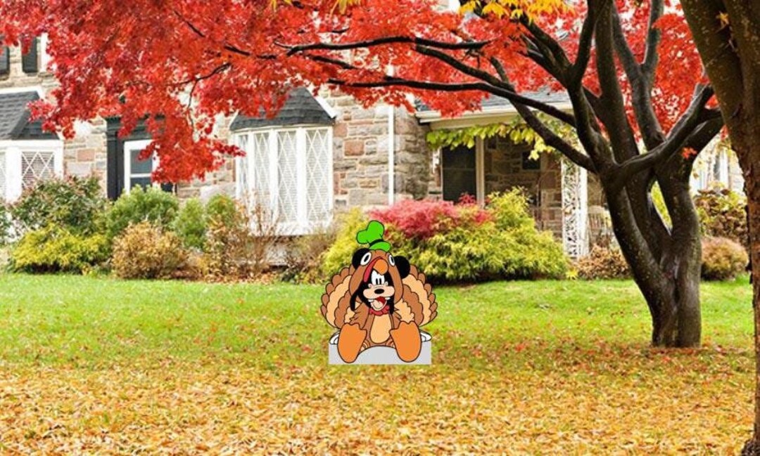 Hand Painted Disney Goofy Turkey/thanksgiving Yard Art/ Disney Yard Art ...
