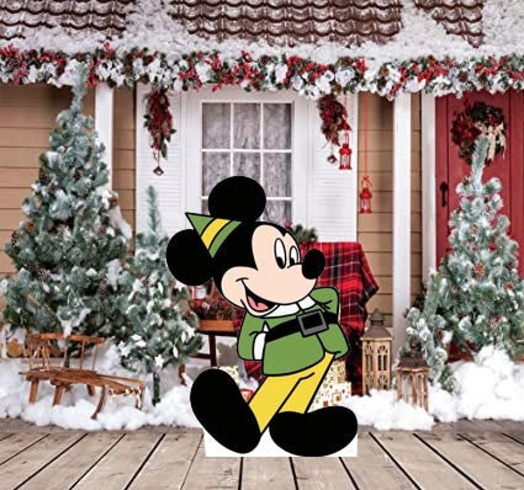 Hand Painted Disney Mickey Buddy the Elf CHRISTMAS Yard Art Set/disney ...