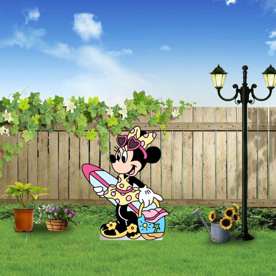 Hand Painted Disney Summer Beach Minnie Mouse Yard Art Set/disney Yard ...