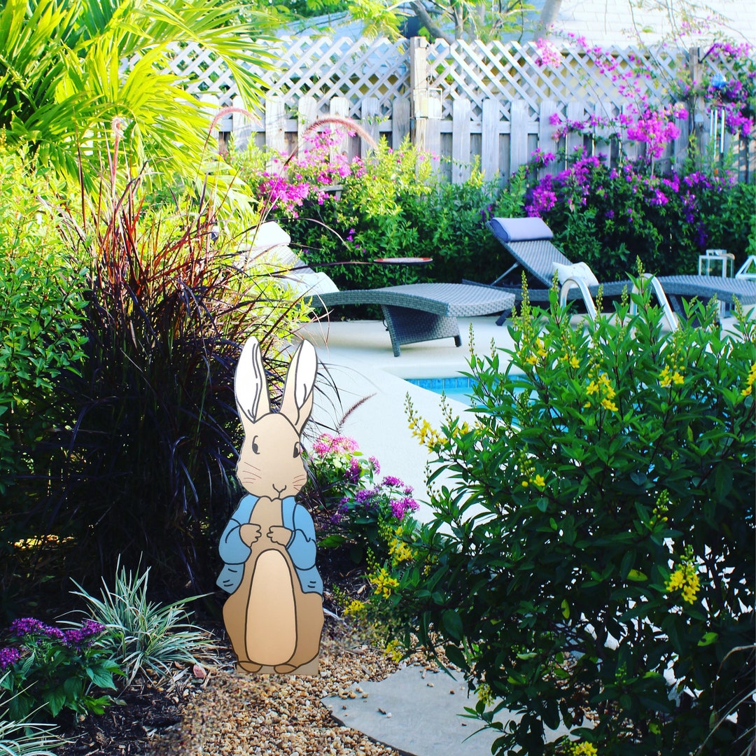 Hand Painted Peter Rabbit Yard Art Set/ Easter Yard Decoration/ Easter ...