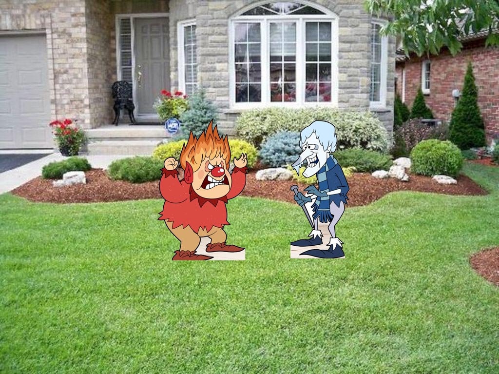 Hand Painted Heat Miser and Snow Miser Christmas Yard Art/ - Etsy