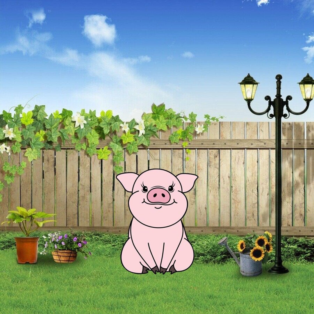 Hand Painted Cute Little Pig Yard Art/ Farm Yard Art/ Country Yard Art ...