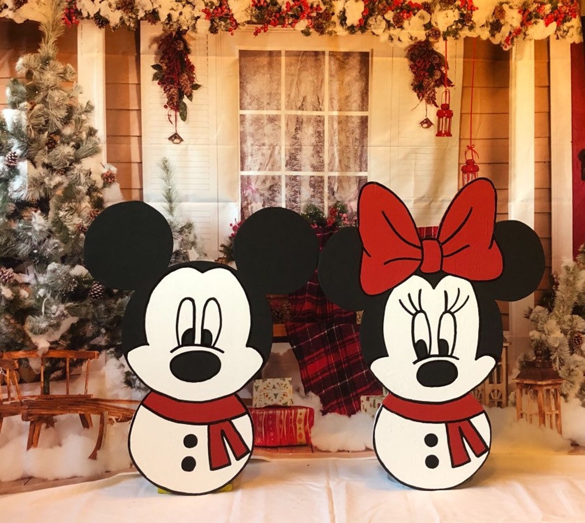 Disney Mickey and Minnie Snowman Yard Art/disney Yard Art/ | Etsy