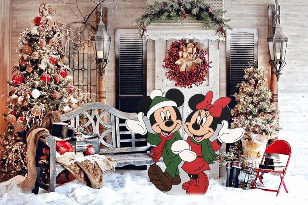 Hand Painted Disney Mickey and Minnie Christmas Yard Art/ Disney Yard ...
