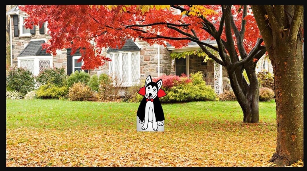 Hand Painted Husky Vampire Dog Yard Art/ Wooden Yard Art/ Horror Movie ...