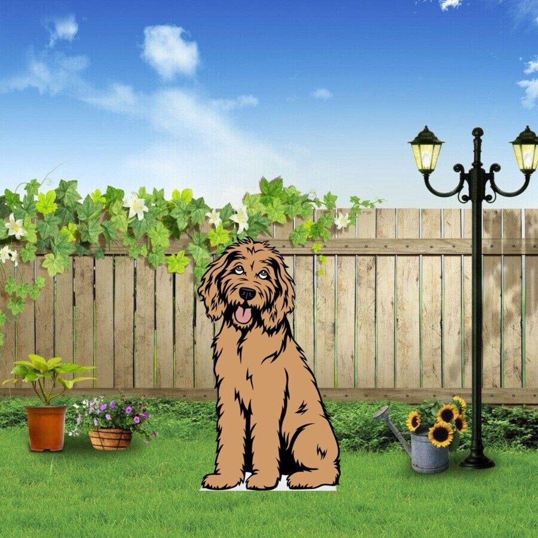 Hand Painted Labradoodle Yard Art/ Lab Yard Art/ Doodle Yard Art/ Dog ...