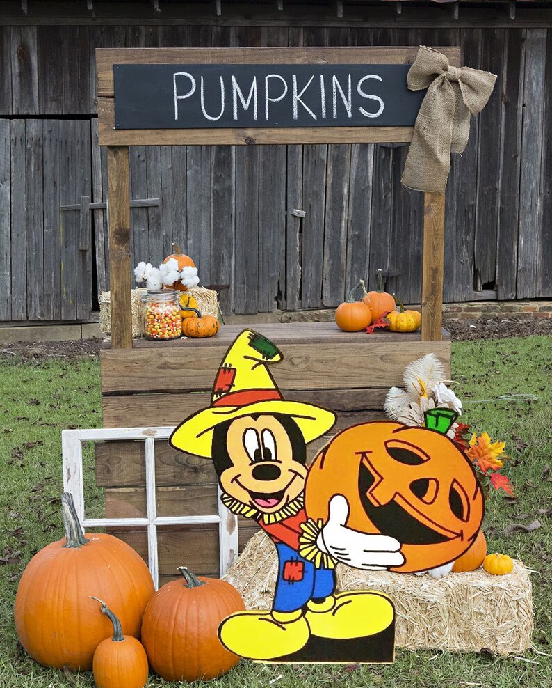 Hand Painted Disney Scarecrow Mickey Mouse Halloween/ Fall - Etsy