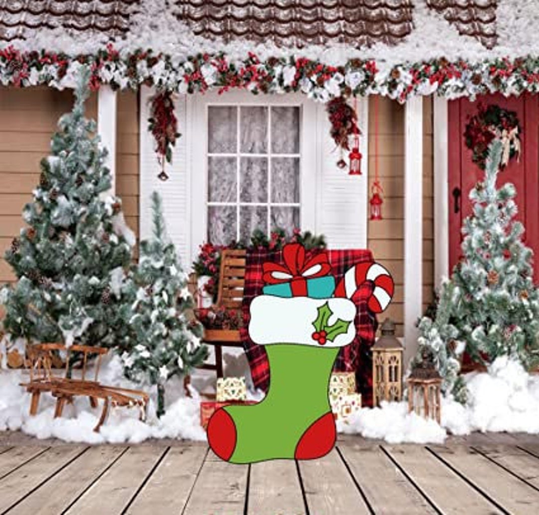Hand Painted CHRISTMAS Stocking Yard Art Set/disney Yard Art/ Disney ...