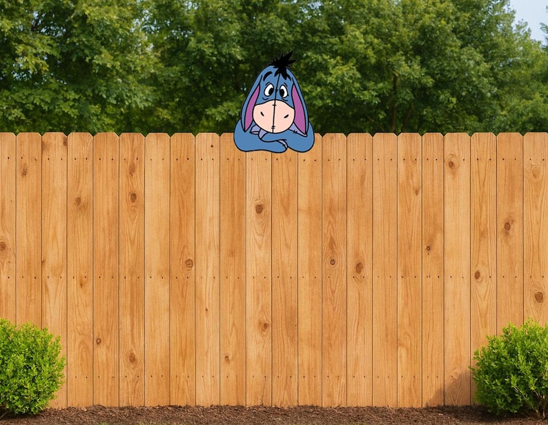 Hand Painted Disney Eeyore Fence Peeker/ Disney Fence/ Disney Decor ...