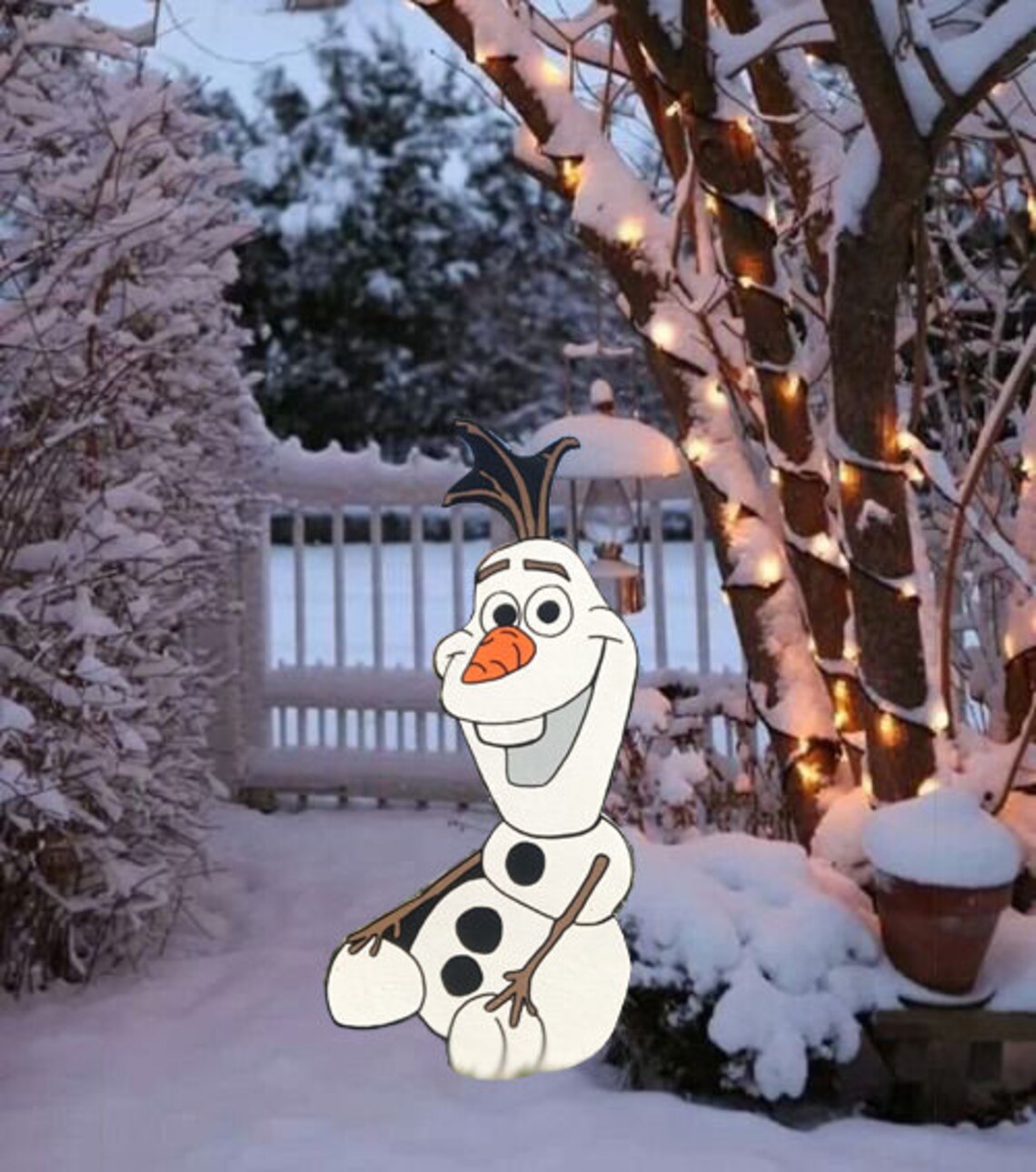 Hand Painted Olaf Yard Art/disney Yard Art/ Disney Yard Decor/ Mickey ...