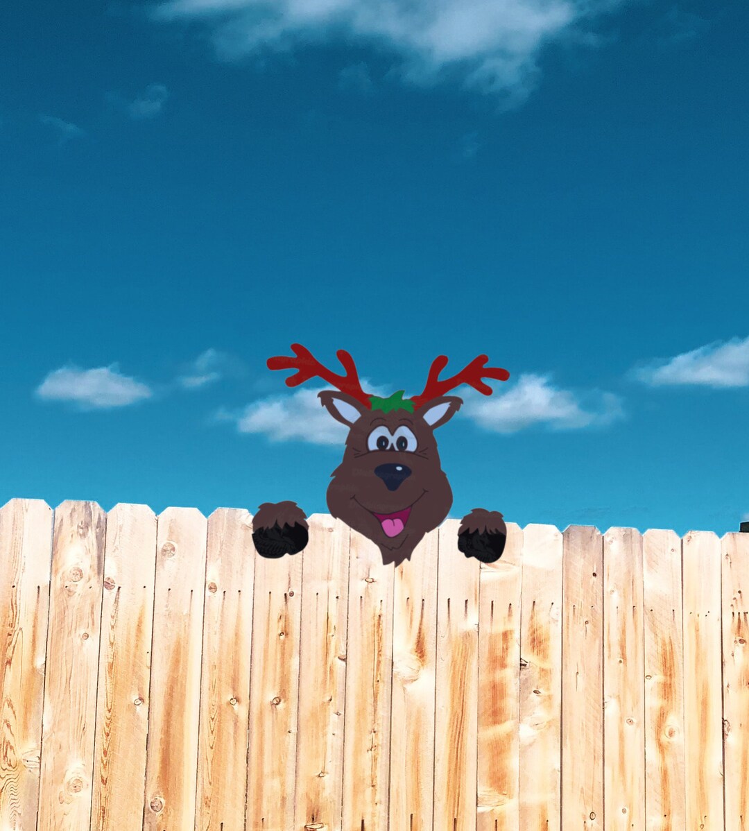 Christmas Reindeer Fence Peeker/ Christmas Fence Peeker/ Christmas ...