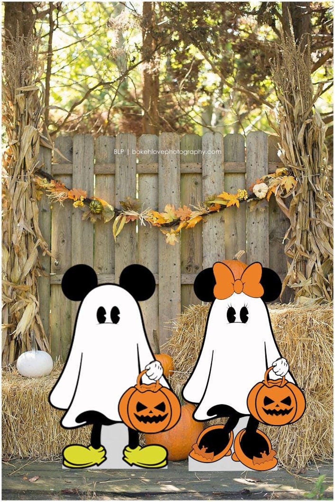 Hand Painted Mickey and Minnie Mouse Ghost Halloween Yard Art/ Disney ...