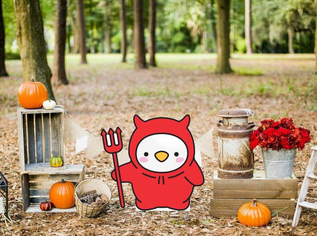 Hand Painted Cute Devil Penguin Halloween Yard Art/ Halloween Yard Art ...