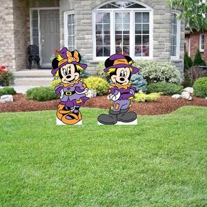 Hand Painted Disney Scarecrow Mickey and Minnie Mouse Halloween/ Fall ...