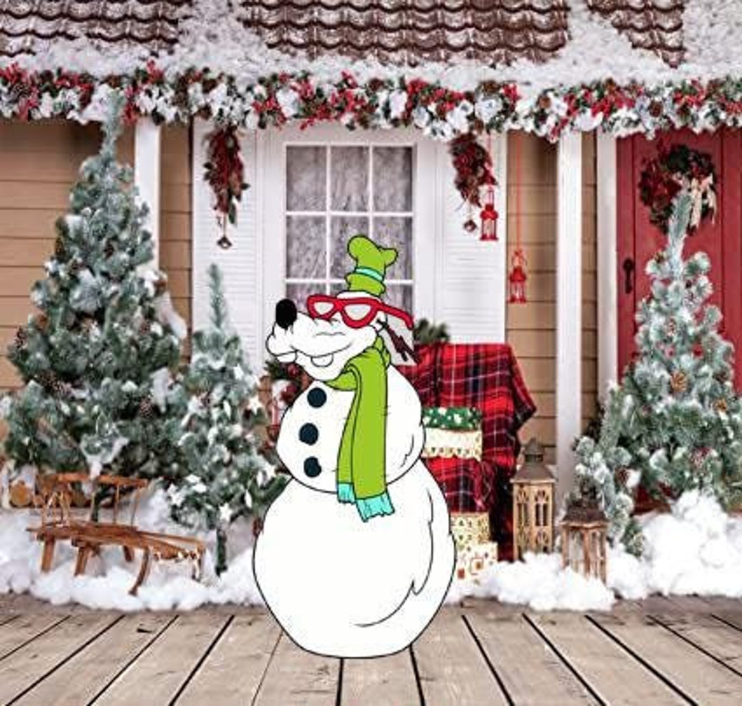 Hand Painted Disney Goofy Snowman Yard Art/disney Yard Art/ Disney Yard ...