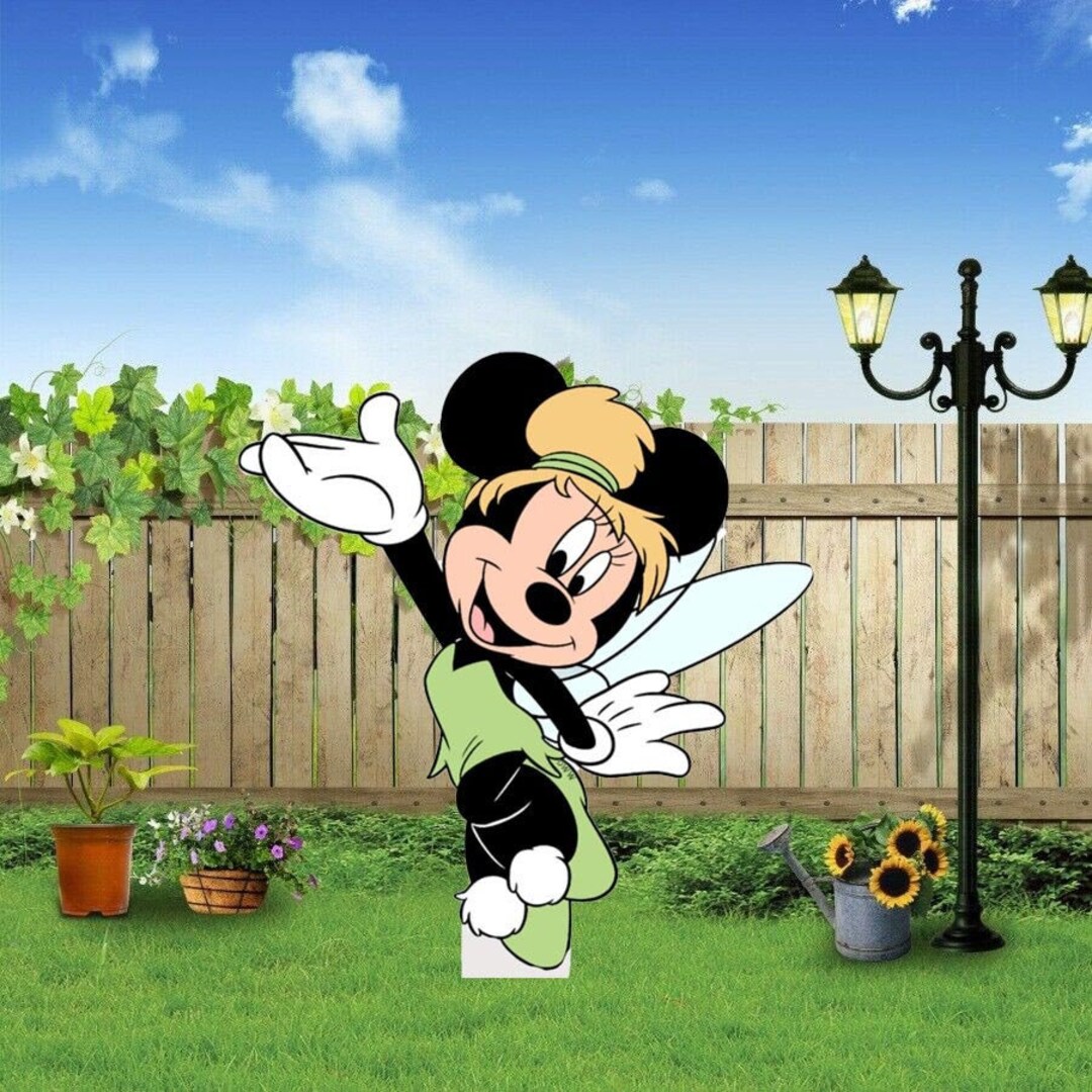 Hand Painted Minnie Mouse Tinkerbell/halloween Yard Art Set/ Disney ...