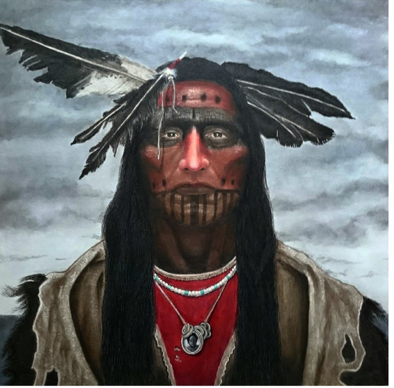 Vintage Native American Acrylic Painting Hand-painted Canvas Wall Art ...