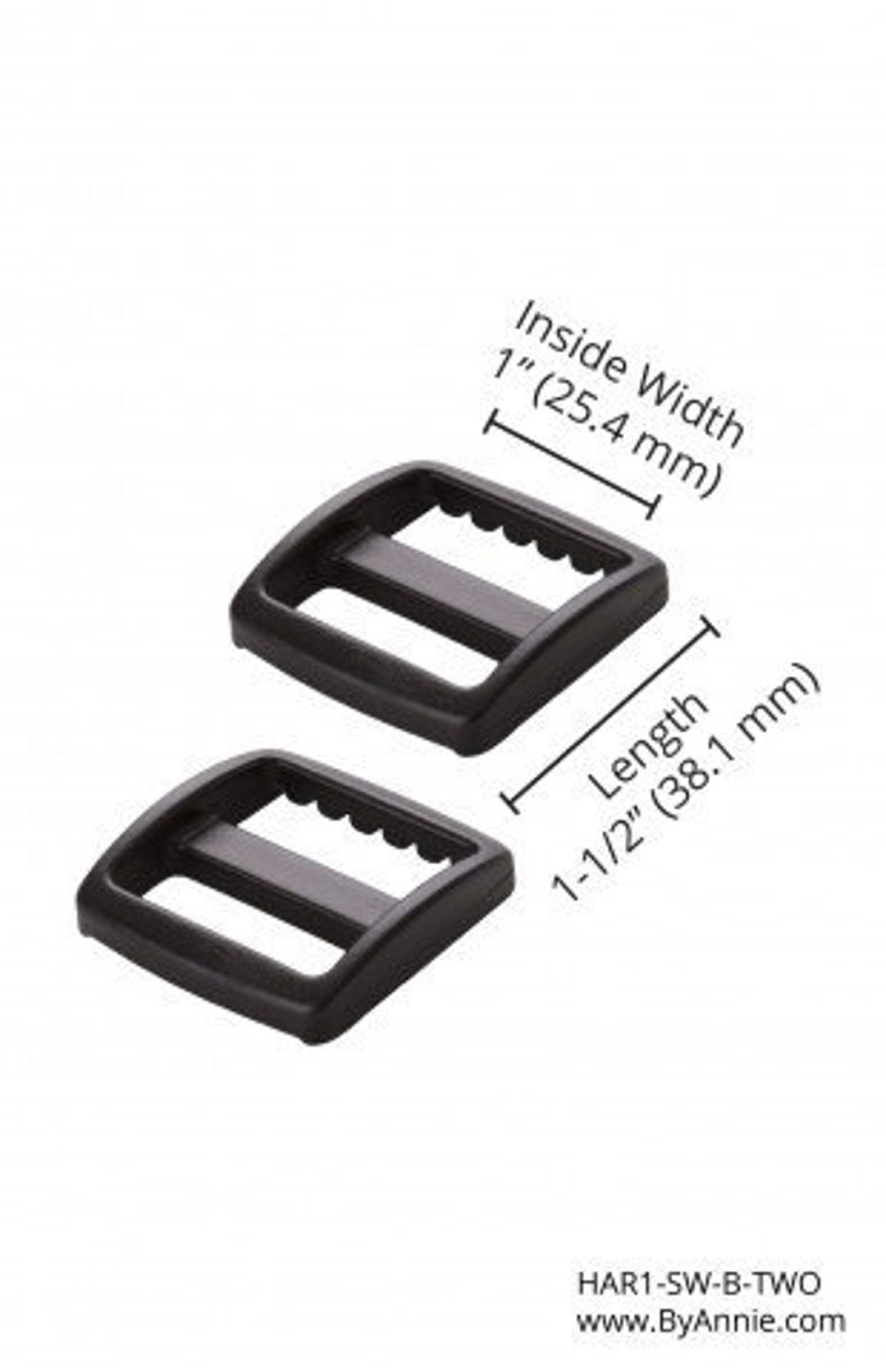By Annie Hardware- 1" Black Plastic Slider Widemouth-set of 2-sewing ...