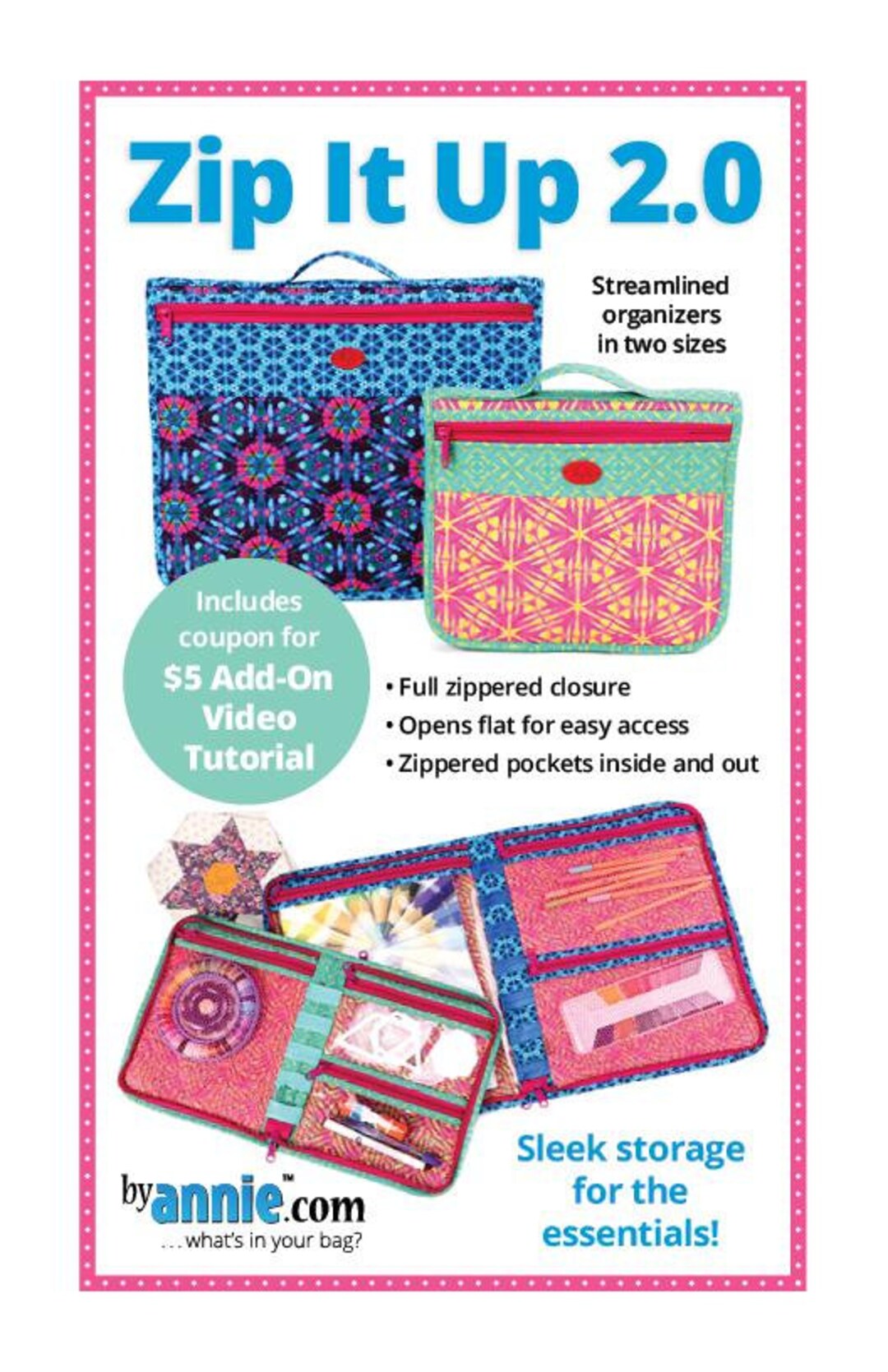 By Annie Pattern-zip It up 2.0- Zippered Organizer-project Bag/travel ...