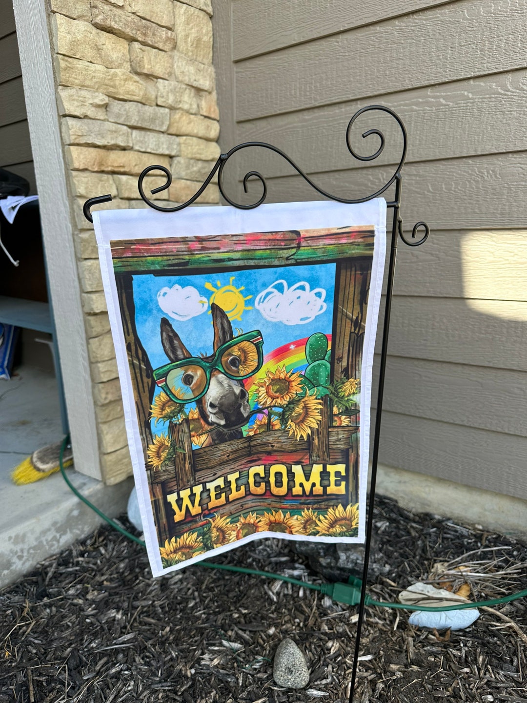 Welcome Donkey Garden Flag- Sunflower Outdoor Flag - Etsy