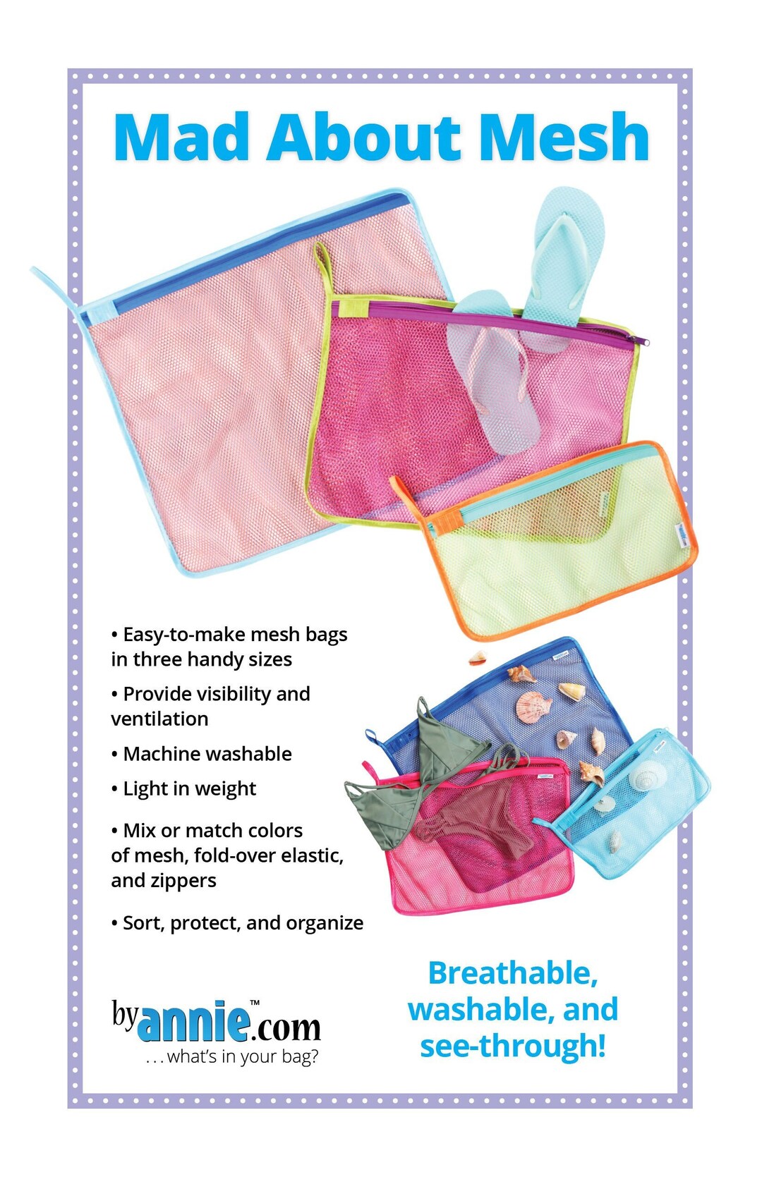 By Annie Pattern-mad About Mesh-mesh Bag Sewing Pattern-3 Sizes -PBA264 ...