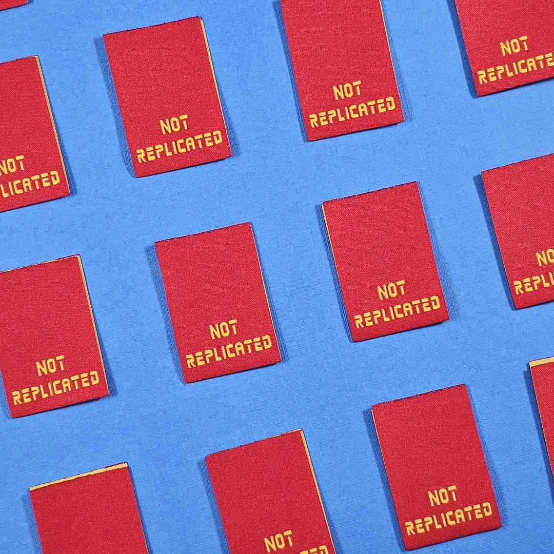 Not Replicated Fabric Label | Star Trek | Woven Labels | Nerdy | Geeky ...
