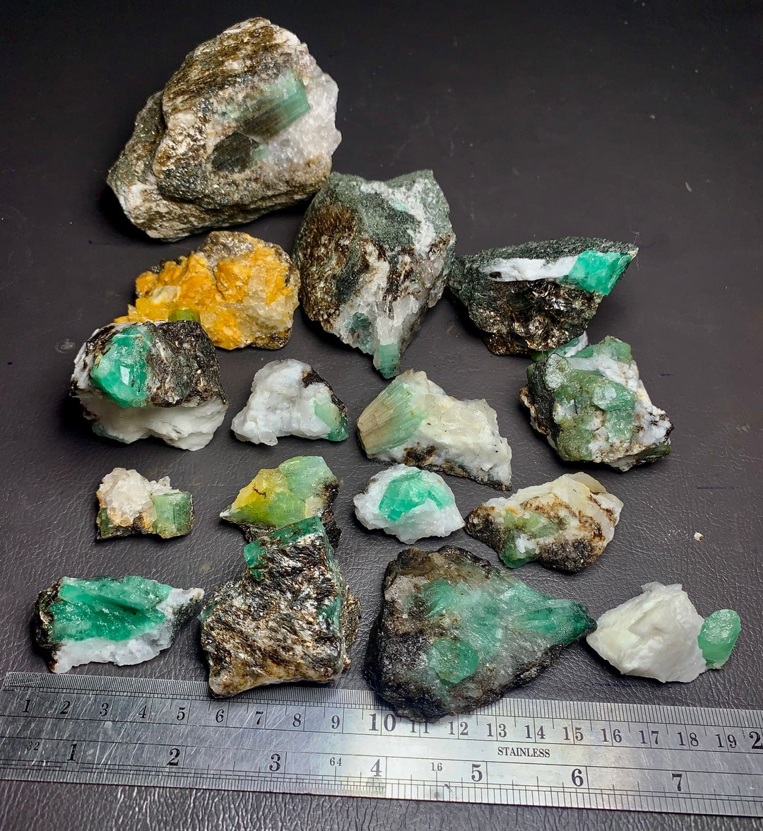 Emerald Specimens Lot, Emerald on Matrix, Raw Emerald, Minerals ...
