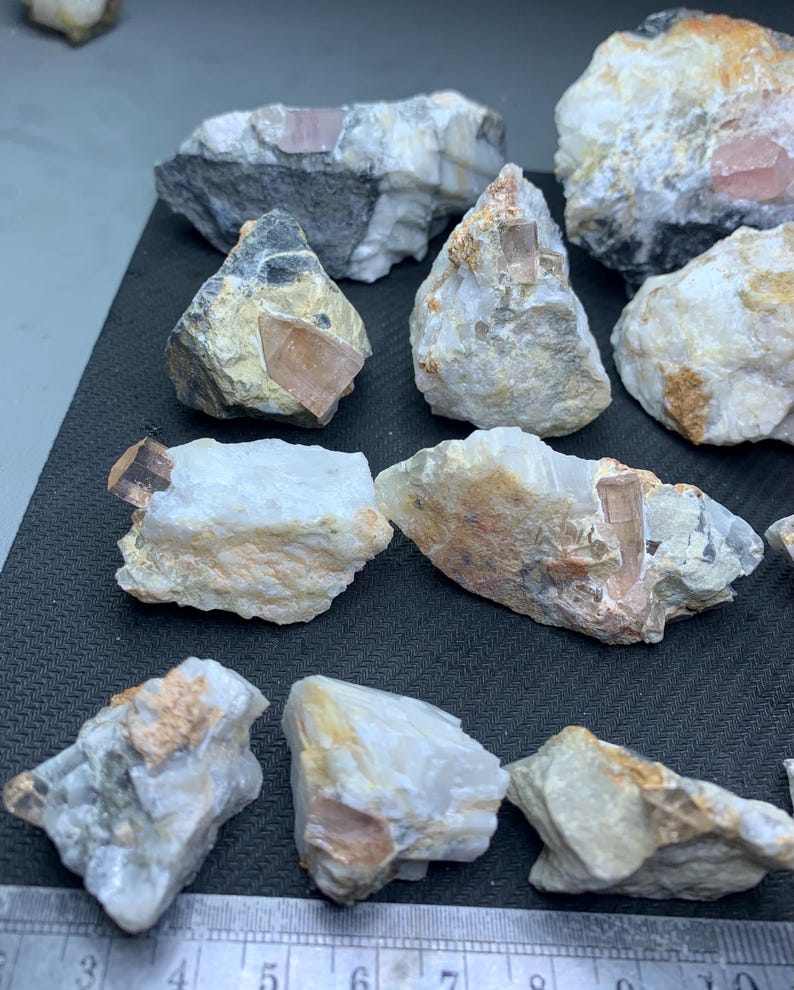 Pink Topaz Crystals on Matrix 13 Best Specimens Lot, Imperial Topaz ...