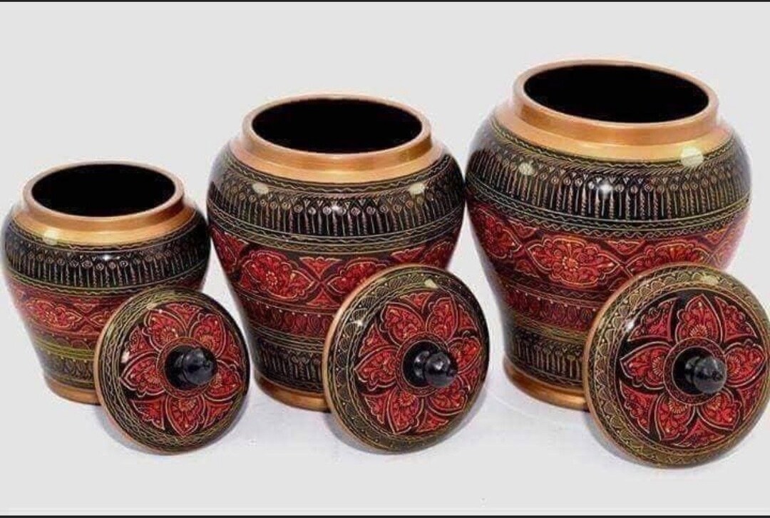 Wooden Jars With Beautiful Handmade - Etsy
