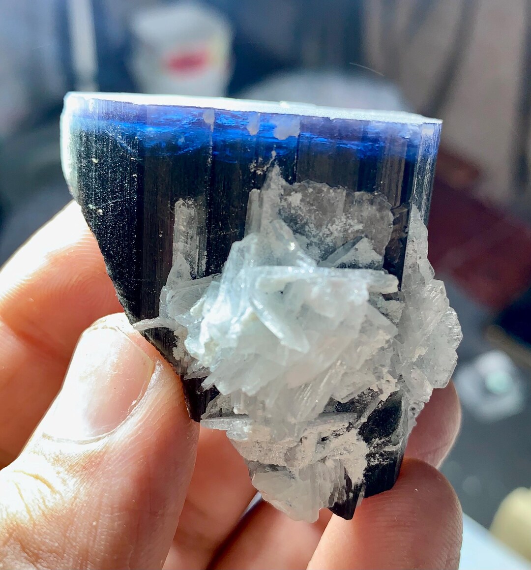 Blue Cap Tourmaline Big Crystal Combine Elestial Unique Quartz Crystal ...