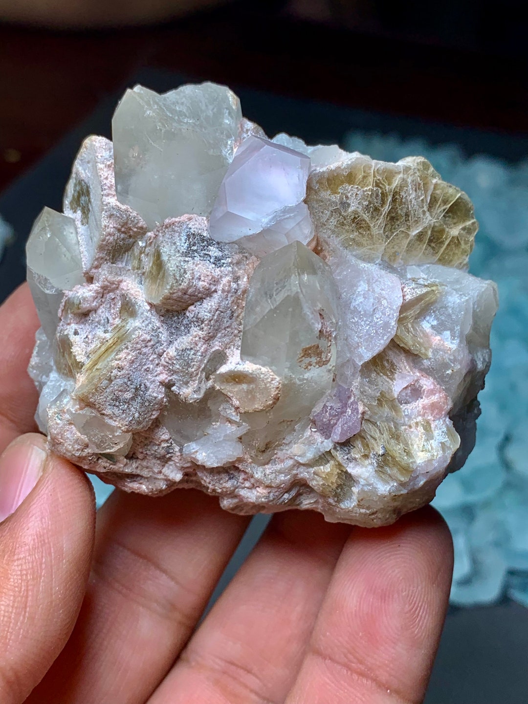 Morganite Pink Crystal Combine Quartz, Purple Apatite and Mica on ...