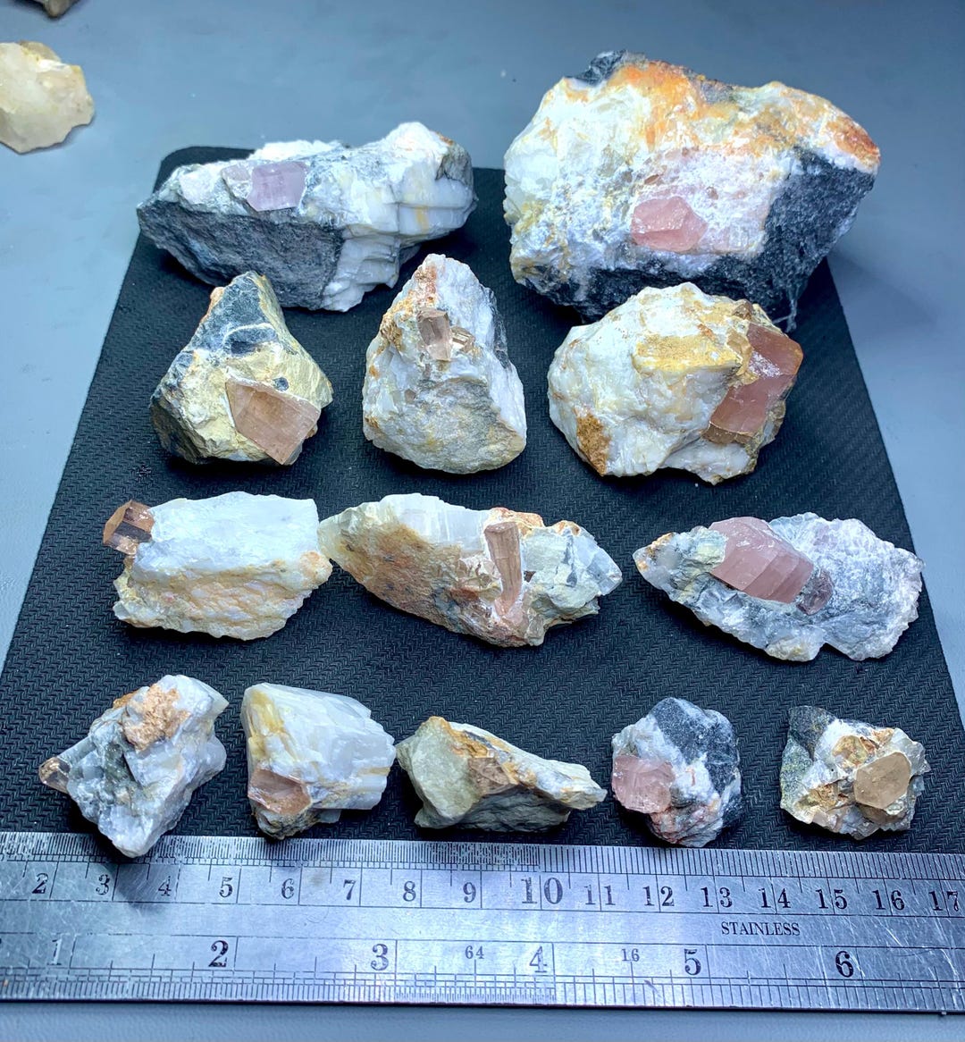 Pink Topaz Crystals on Matrix 13 Best Specimens Lot, Imperial Topaz ...