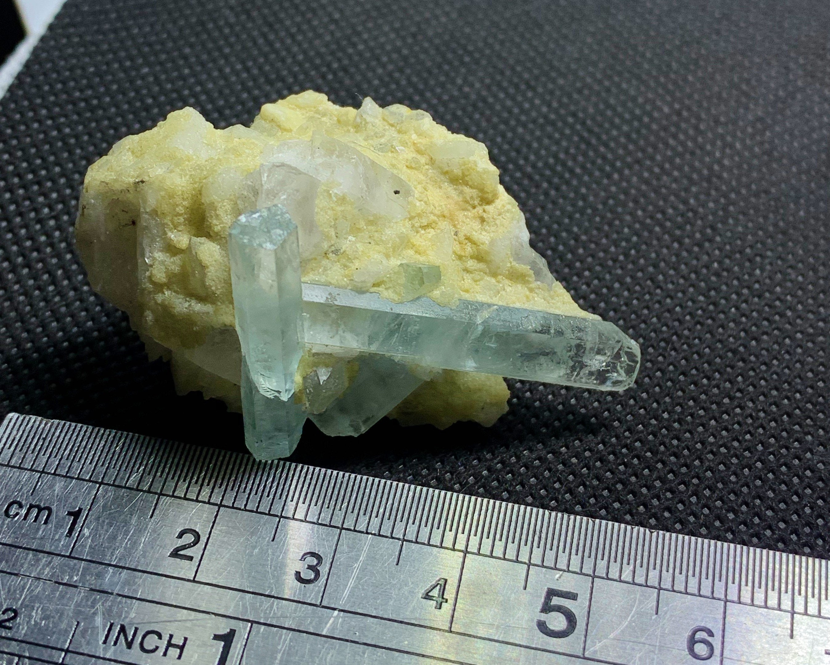 Aquamarine Unusual T-shape Termination Crystals on Feldspar - Etsy