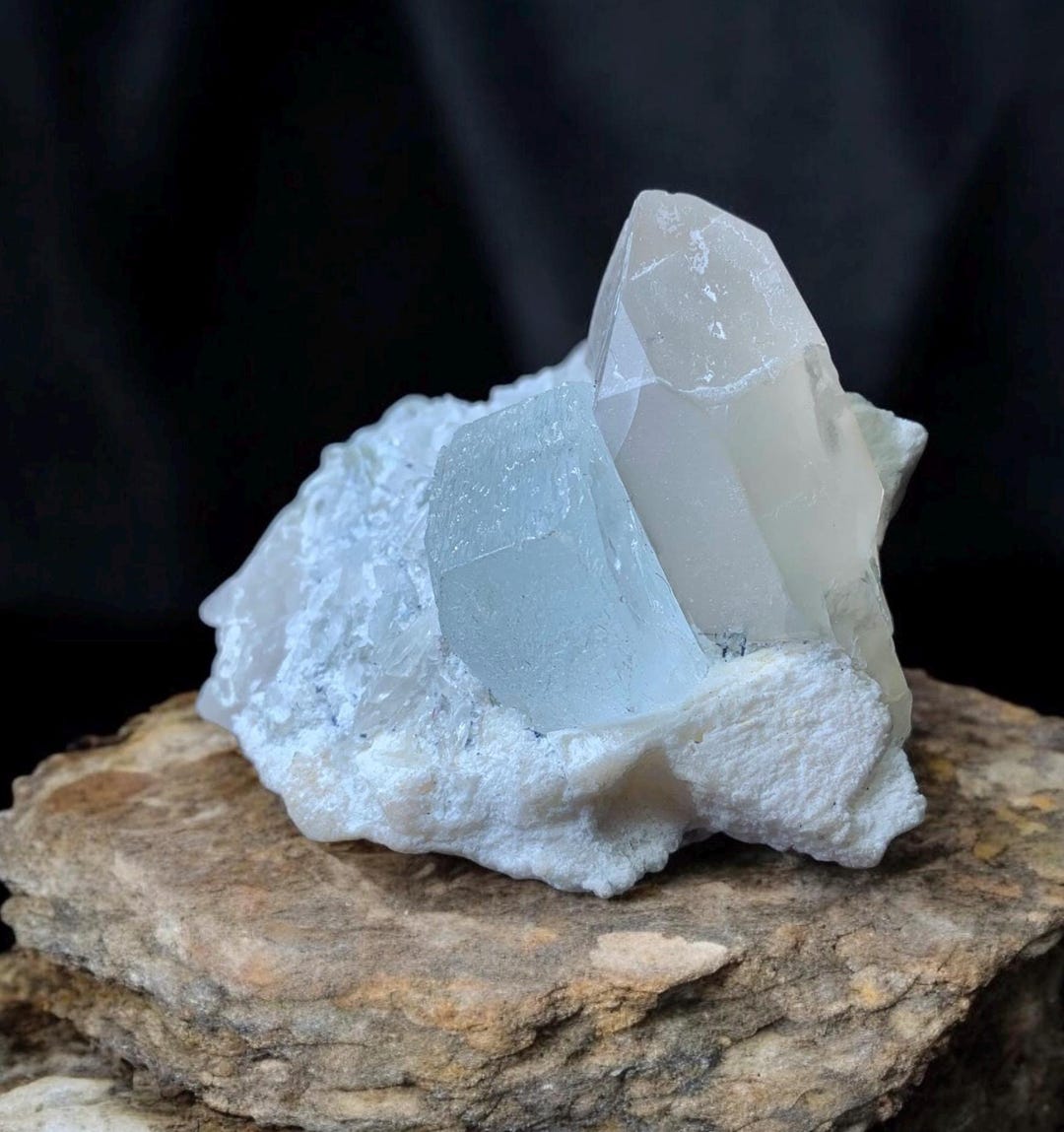 Aqua Morganite Quartz on Albite Matrix: Afghanistan Crystal (55mm) - Etsy