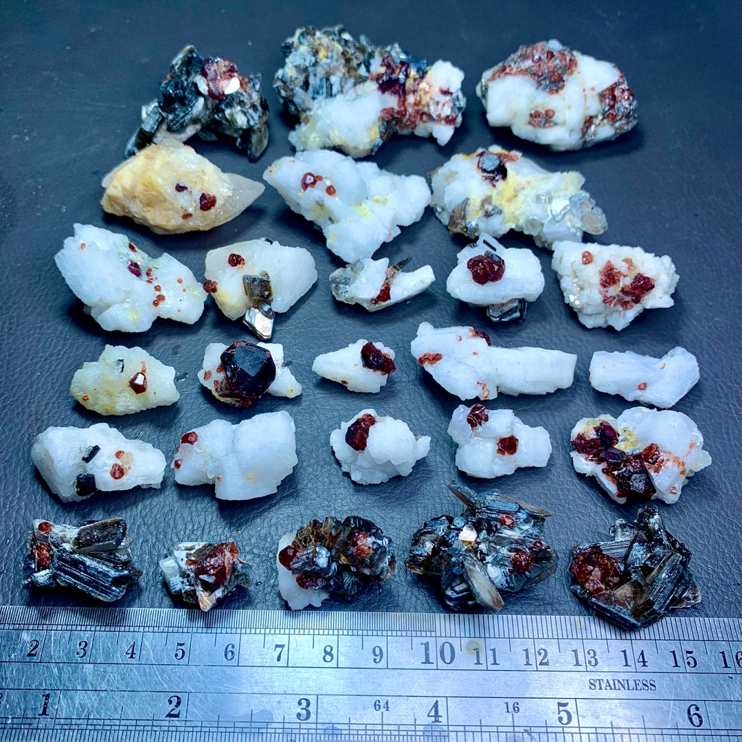 Red Garnet Clusters With Mica on Feldspar: Mineral Specimens Lot - Etsy