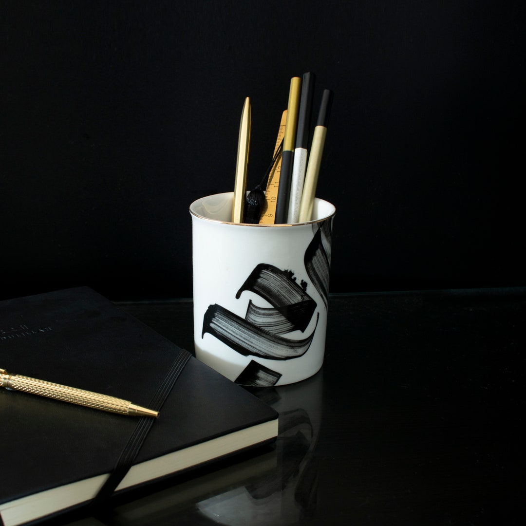 Ceramic Pen Pot With Arabic Calligraphy and Gold Rim in Gift Box by ...