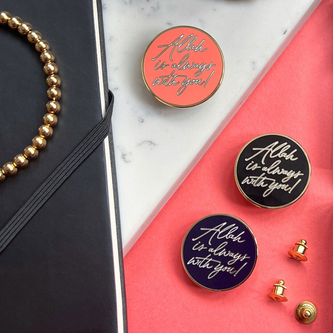 New Gold Plated Hard Enamel Pin Badge - Allah is Always With You ...