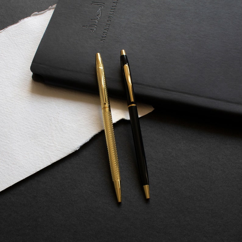 Black & Gold Slim Clip Ballpoint Pens - Etsy UK