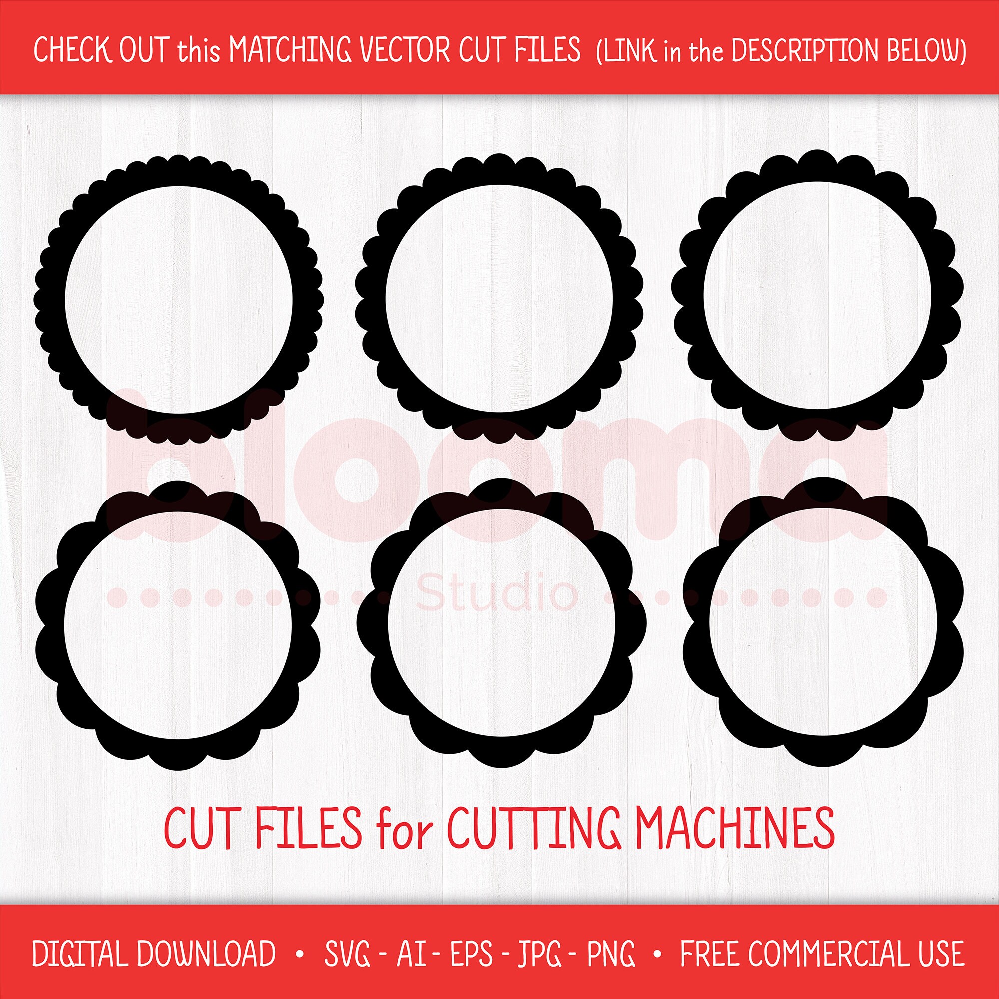 Scalloped Shape SVG, Scalloped Tag Svg, Circle Square Oval Rectangle ...