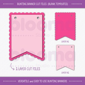 Bunting Banner SVG Bundle, 2 Layers, Scallop Banner Svg, Bunting Flags ...