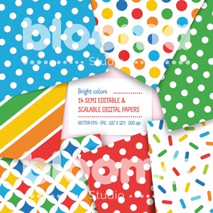 Primary Colors Digital Paper, Colorful Seamless Pattern, Rainbow ...