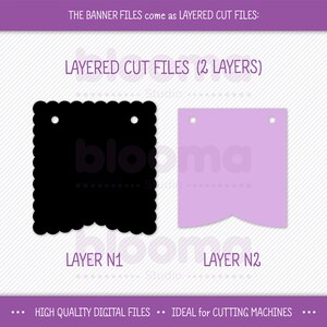 Scallop Banner SVG, 2 Layers, Bunting Banner Svg, Bunting Flag Clipart ...