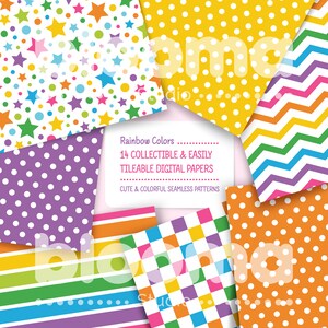 Rainbow Digital Paper Pack, Rainbow Seamless File, Rainbow Pattern ...