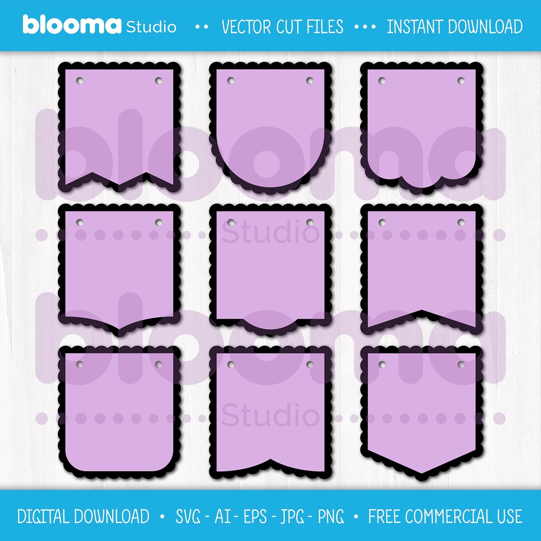Scallop Banner SVG, 2 Layers, Bunting Banner Svg, Bunting Flag Clipart ...